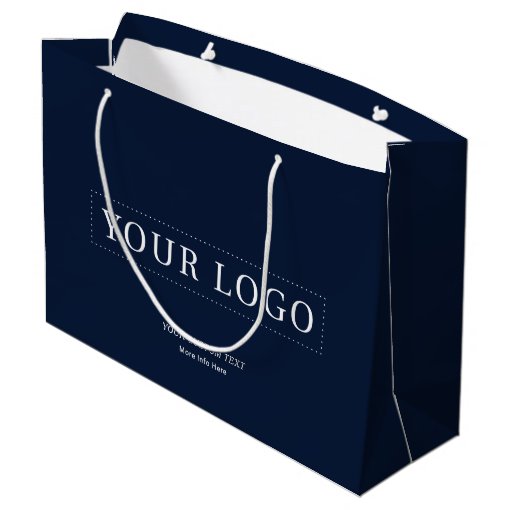 Navy Simple Minimal Business Logo Shopping Bags | Zazzle