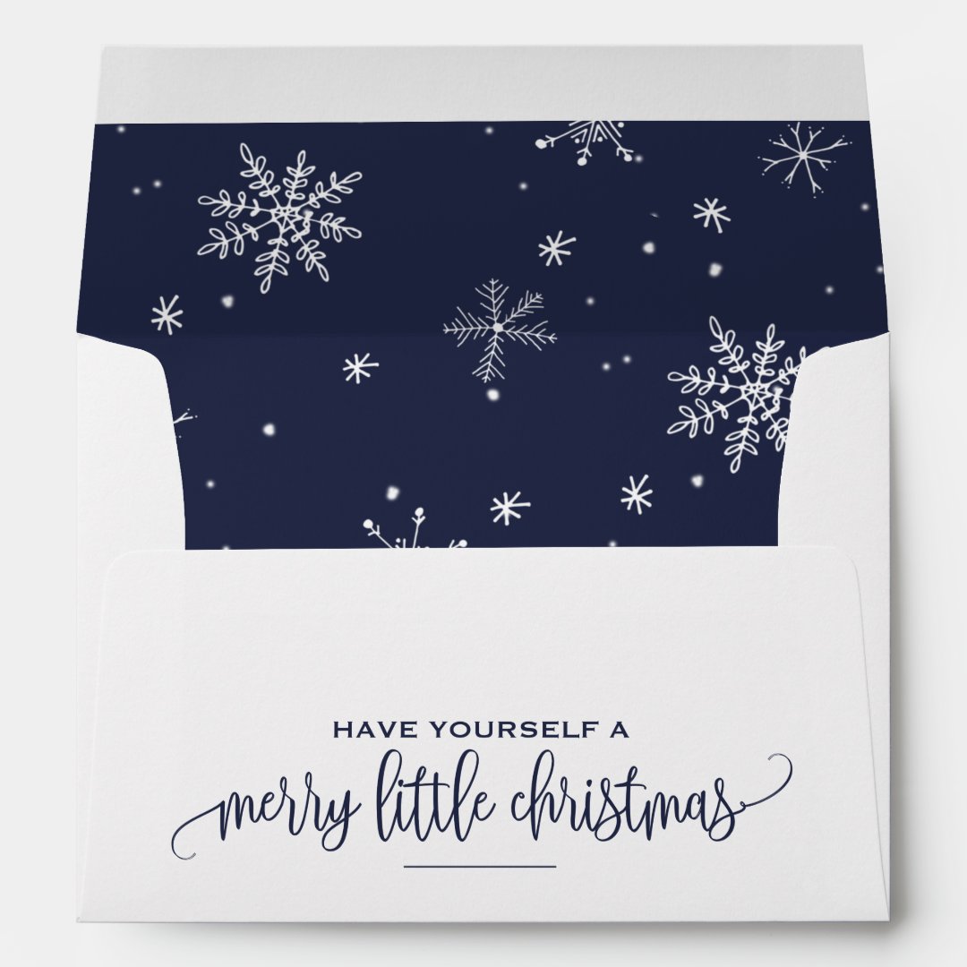 Navy Snowflake Christmas Envelope | Zazzle