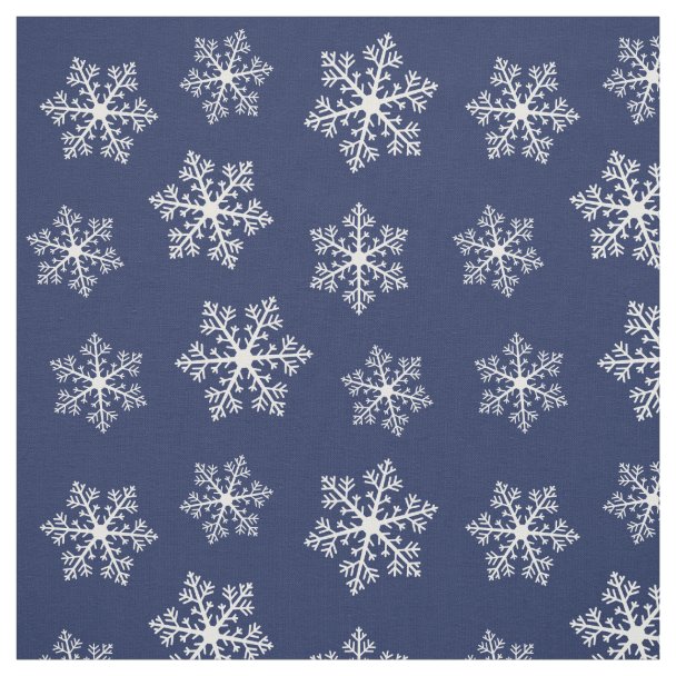 Blue Snowflake Fabric | Zazzle