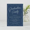Navy Squiggle Graduation Party Invitation | Zazzle