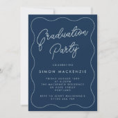 Navy Squiggle Graduation Party Invitation | Zazzle