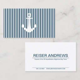 navy striped anchor business card | Zazzle