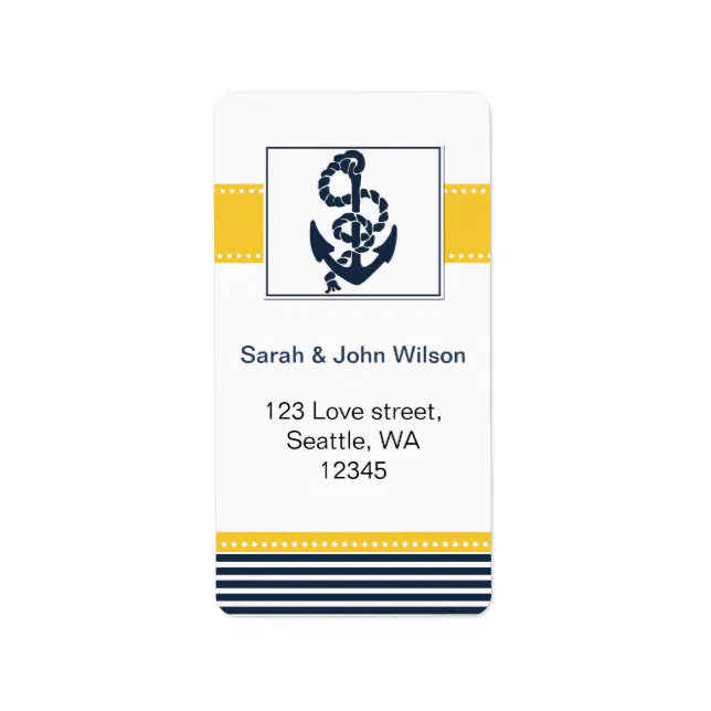 navy stripes,anchor, nautical wedding labels | Zazzle