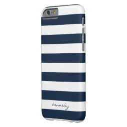 Navy Stripes Pattern Personalized iPhone 6 case | Zazzle