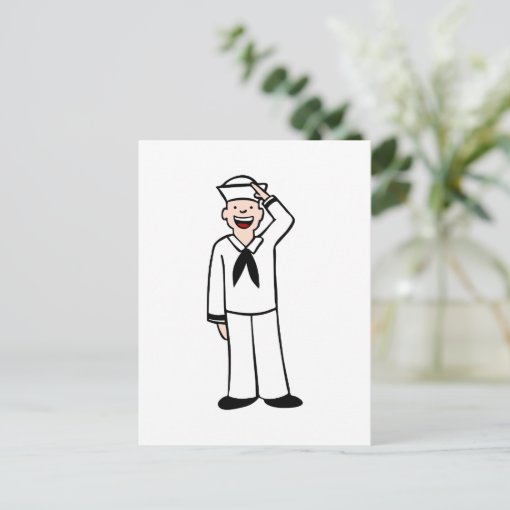 Navy Uniform Man Cartoon Postcard | Zazzle