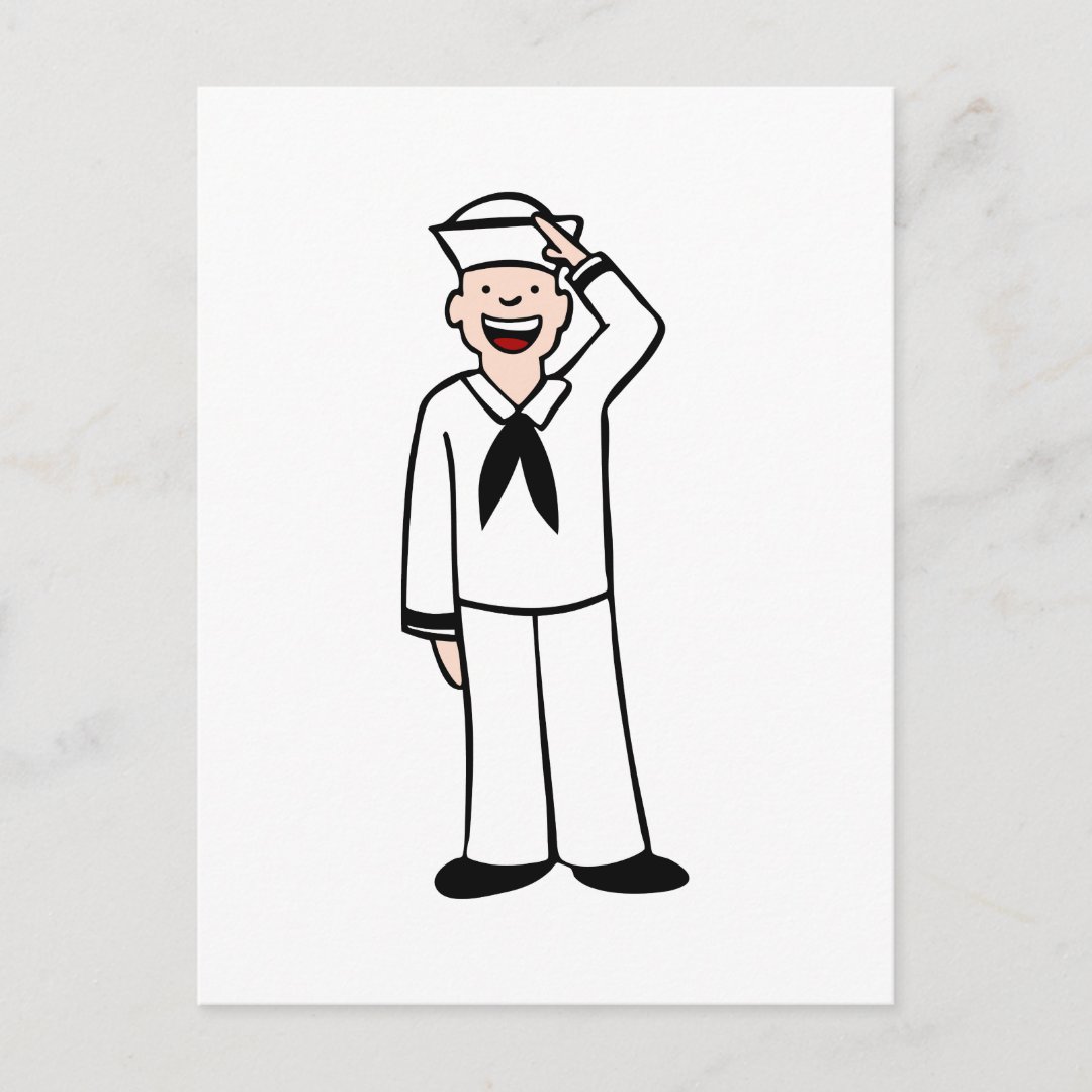 Navy Uniform Man Cartoon Postcard | Zazzle