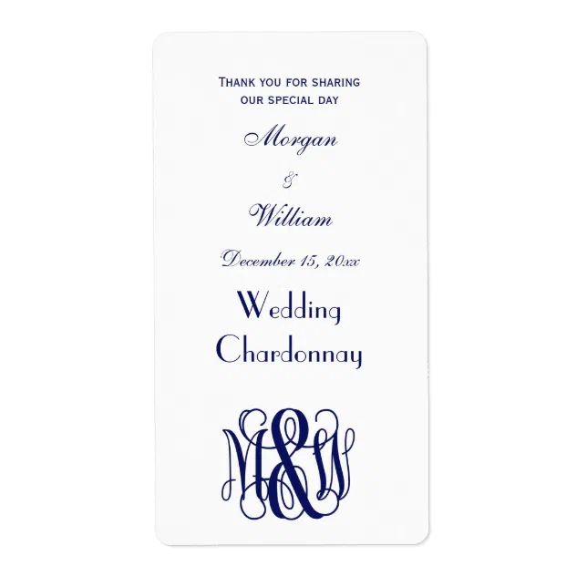 Navy Vine Script Monogram B&G DIY BG Label | Zazzle
