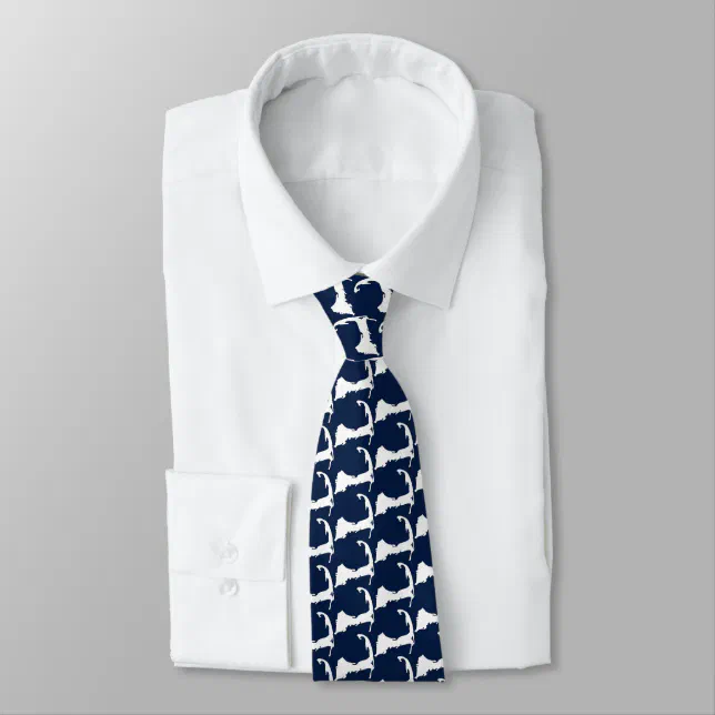 Navy/White Cape Cod Silhouette Map Preppy Neck Tie | Zazzle
