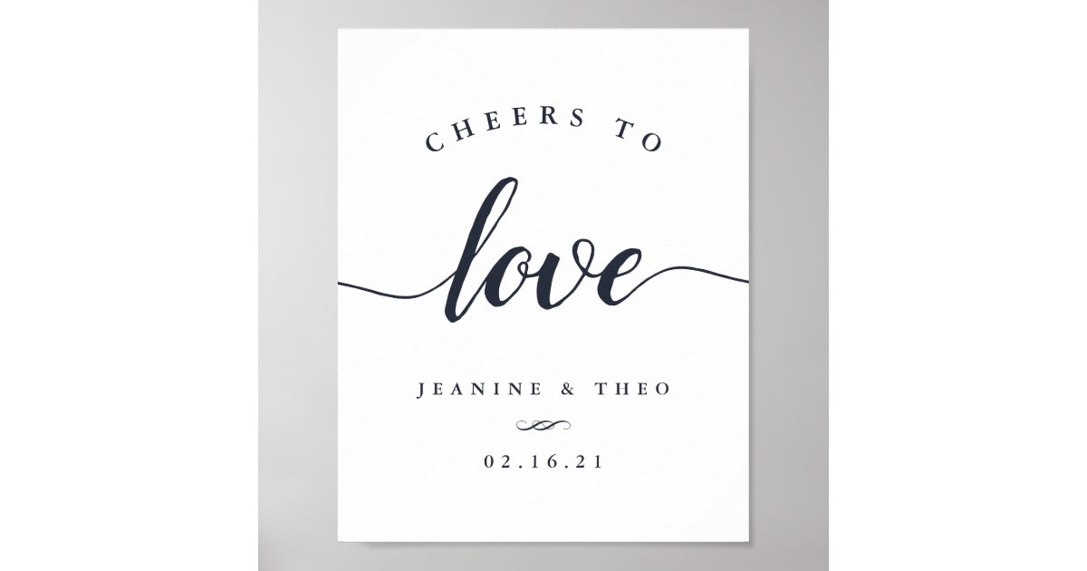 Navy & White Cheers to Love Wedding Sign | Zazzle.com
