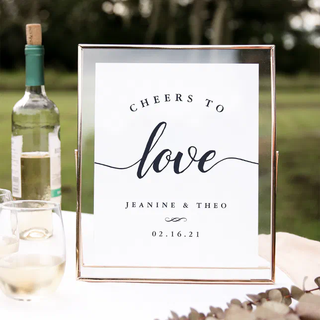 Navy & White Cheers to Love Wedding Sign | Zazzle