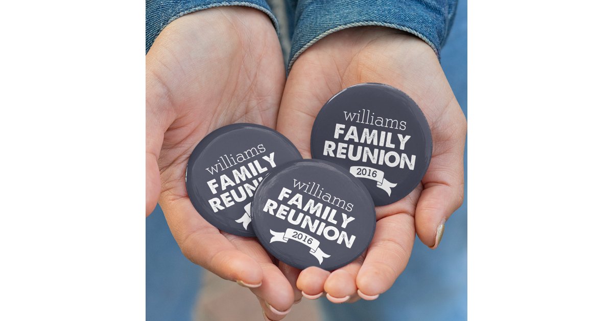 Navy & White Family Reunion Pinback Button | Zazzle