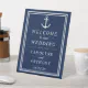Navy & White Nautical Anchor Wedding Welcome Pedestal Sign | Zazzle
