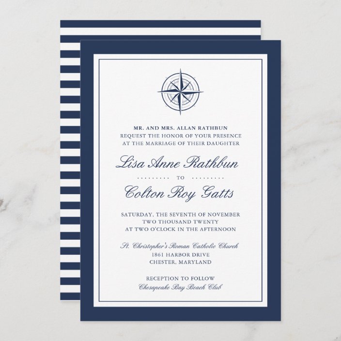 Navy & White Nautical Compass Wedding Invitation | Zazzle.com Navy & White Nautical Compass Wedding Invitation | Zazzle.com