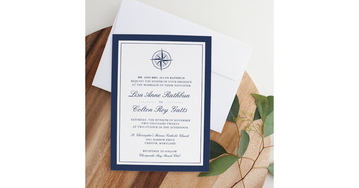 Navy & White Nautical Compass Wedding Invitation | Zazzle Navy & White Nautical Compass Wedding Invitation | Zazzle