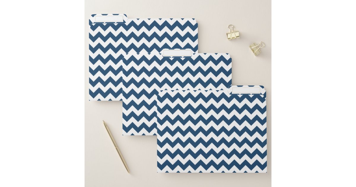 Navy Zigzag, Navy Chevron, Geometric Pattern File Folder | Zazzle
