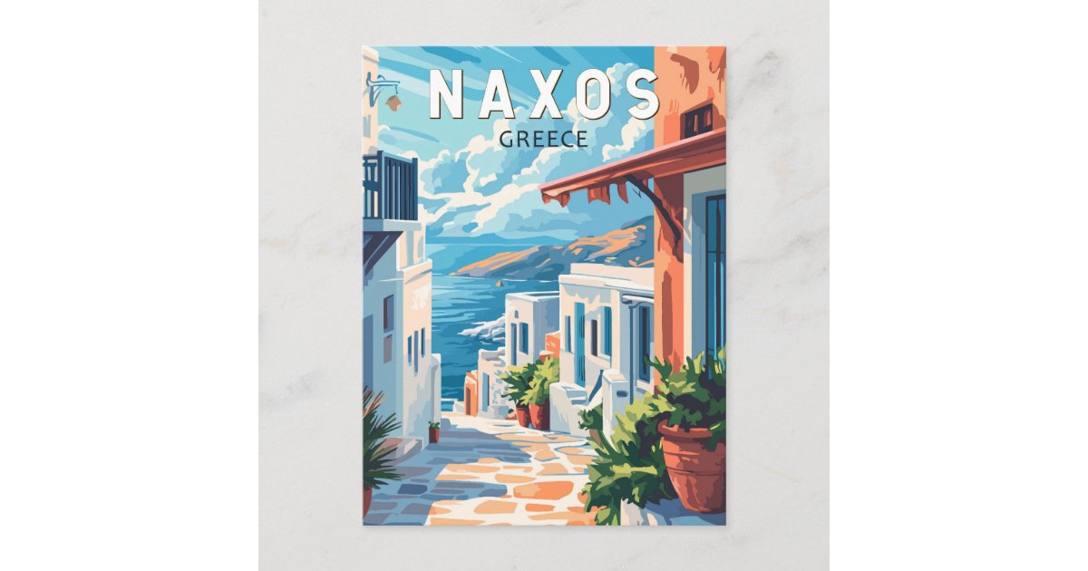 Naxos Greece Travel Art Vintage Postcard | Zazzle