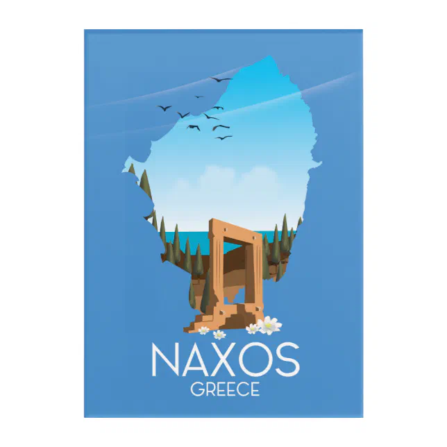Naxos Map Greek travel poster. Acrylic Print | Zazzle