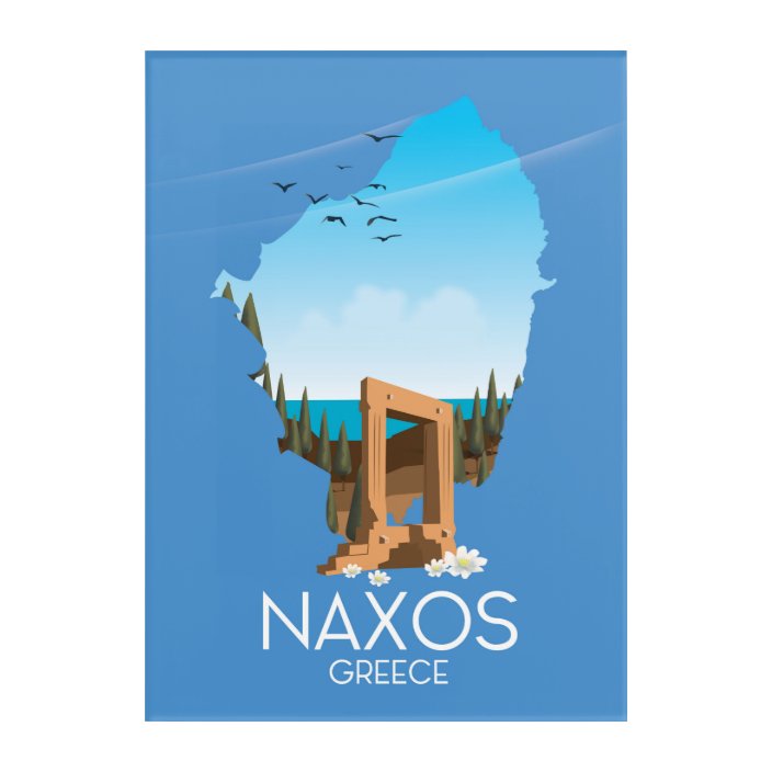 Naxos Map Greek travel poster. Acrylic Print | Zazzle.com