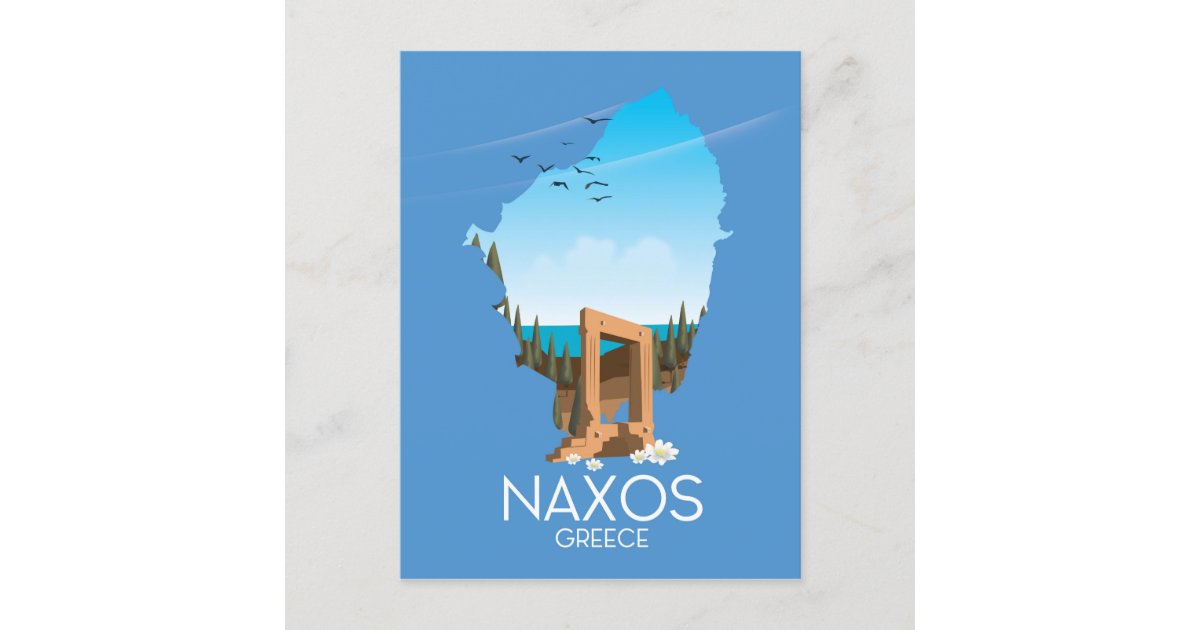 Naxos Map Greek travel poster. Postcard | Zazzle