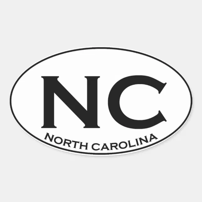 NC - North Carolina Oval Sticker | Zazzle