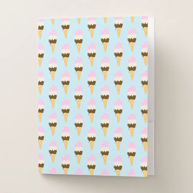 Neapolitan Ice Cream Cone Pattern Pocket Folder | Zazzle