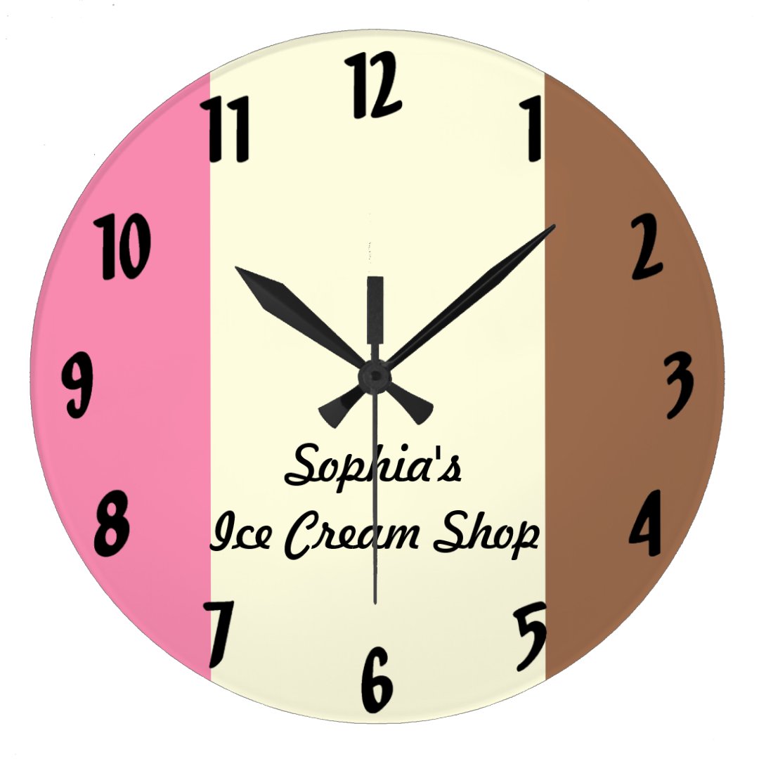 Neapolitan Ice Cream Large Clock | Zazzle
