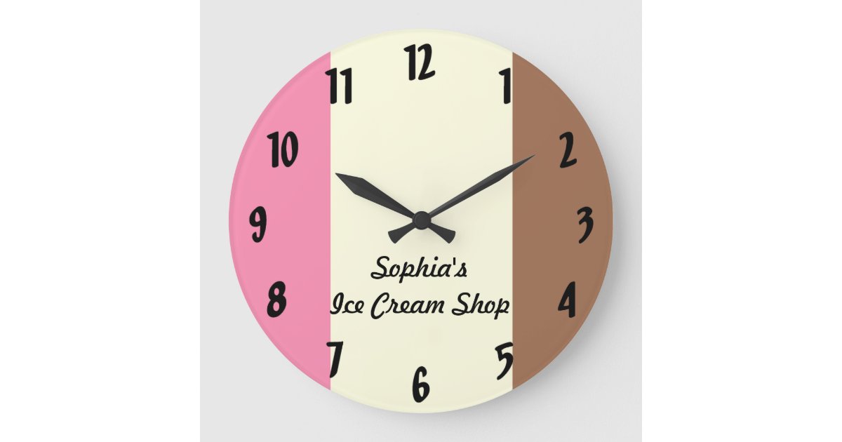 Neapolitan Ice Cream Large Clock | Zazzle