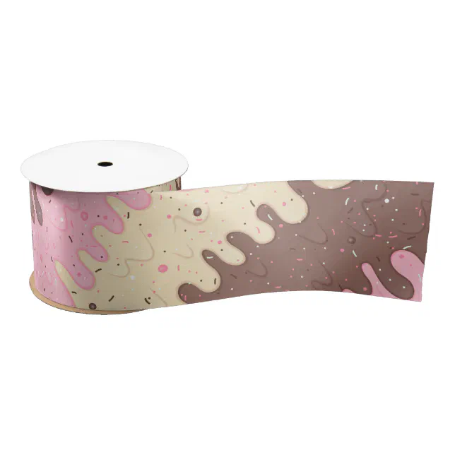 Neapolitan Ice Cream Satin Ribbon | Zazzle