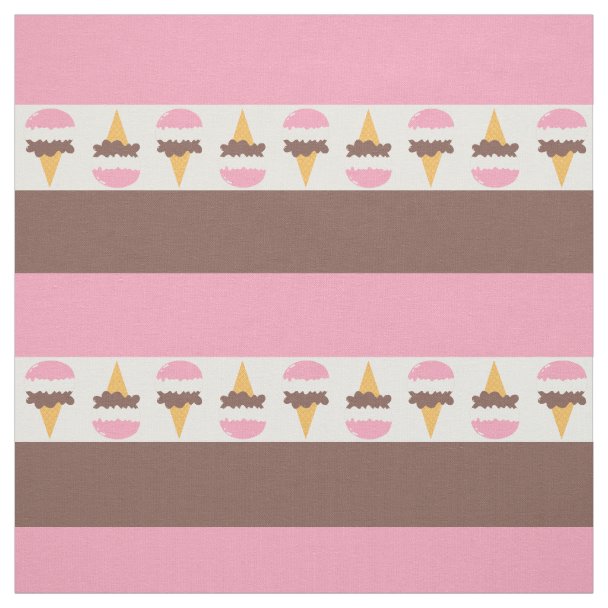 Vanilla Ice Cream Cone Pattern Fabric | Zazzle