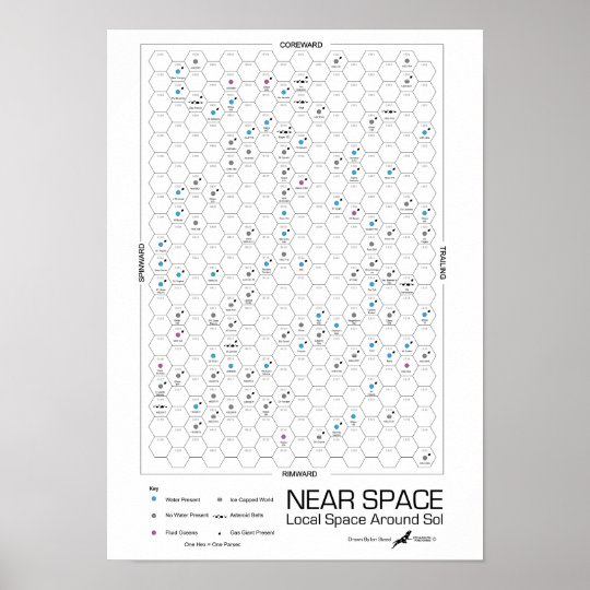 Near Space Hexagon Star-Map (White Background) Poster | Zazzle.com