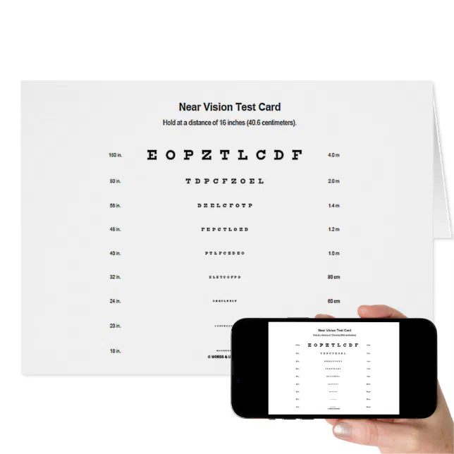 Near Vision Test Card (Visual Acuity Exam) | Zazzle