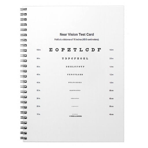 Near Vision Test Card Visual Acuity Exam Notebook | Zazzle