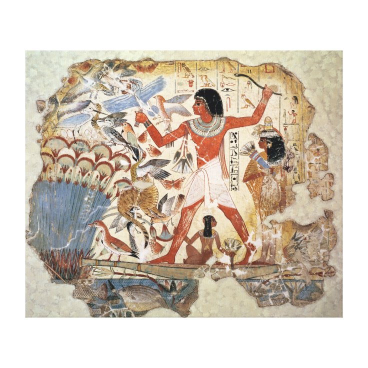 Nebamun hunting in the marshes with his wife canvas print | Zazzle