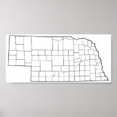 Nebraska Counties Blank Outline Map Poster | Zazzle