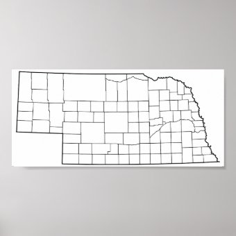 Nebraska Counties Blank Outline Map Poster | Zazzle