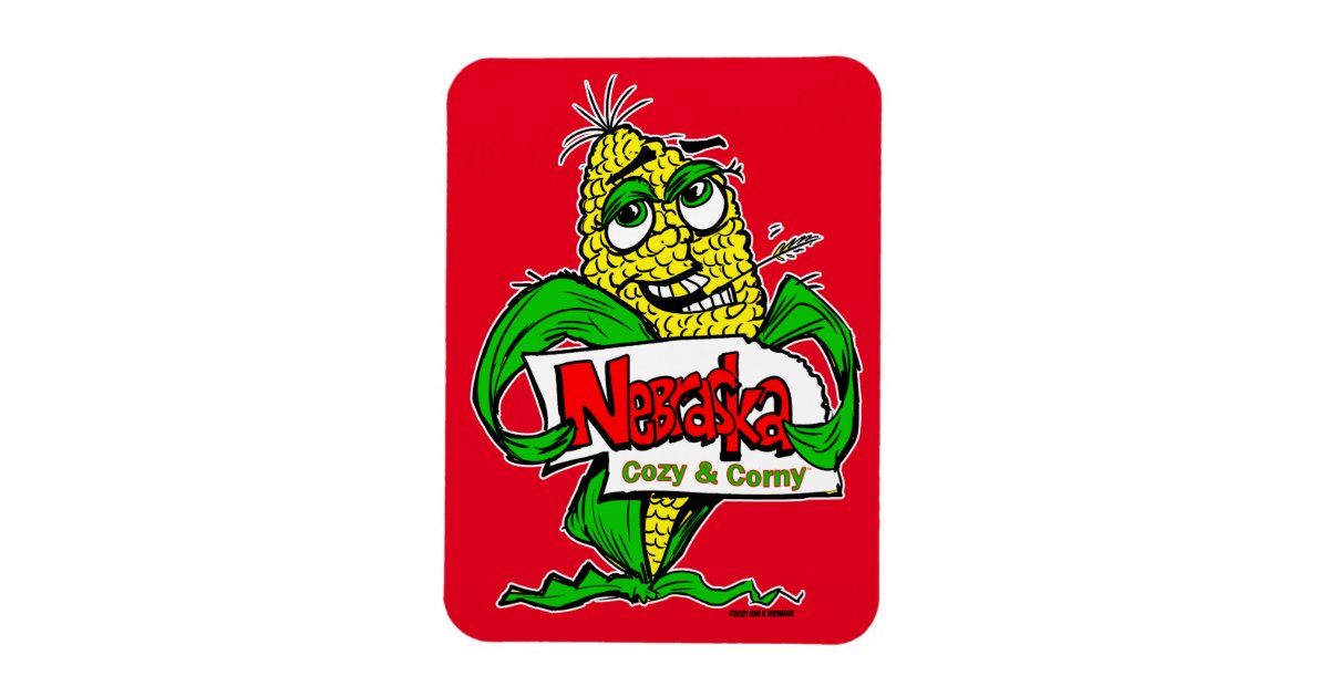 Nebraska Funny Cartoon Corn Cob Magnet | Zazzle