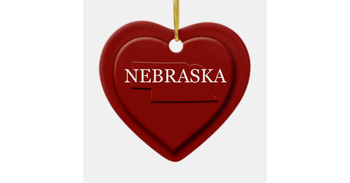Nebraska Heart Map Christmas Ornament | Zazzle