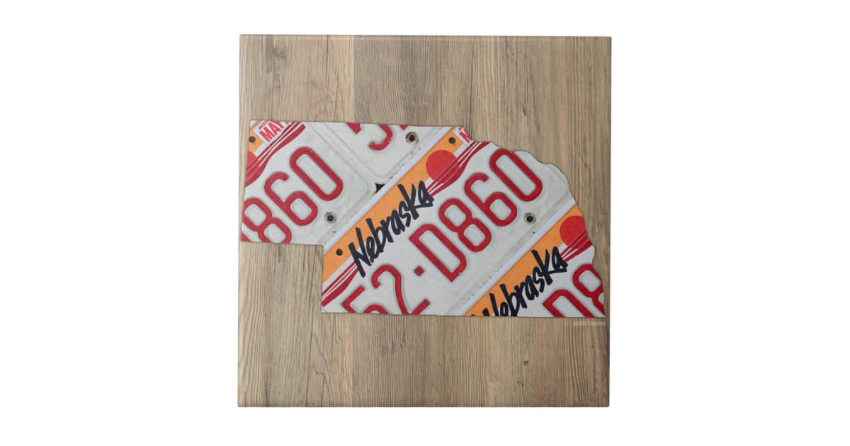 Nebraska License Plate Map Ceramic Tile | Zazzle