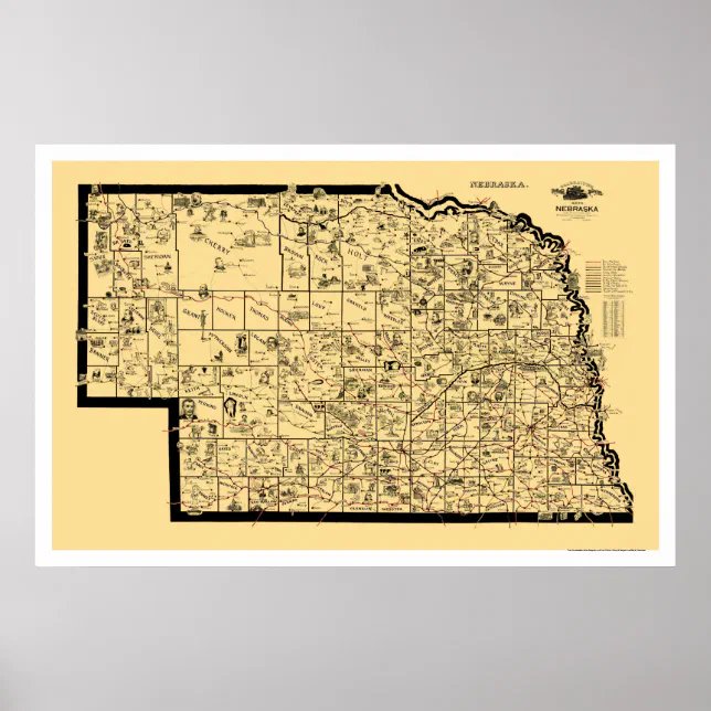 Nebraska Railroad Map 1897 Poster | Zazzle