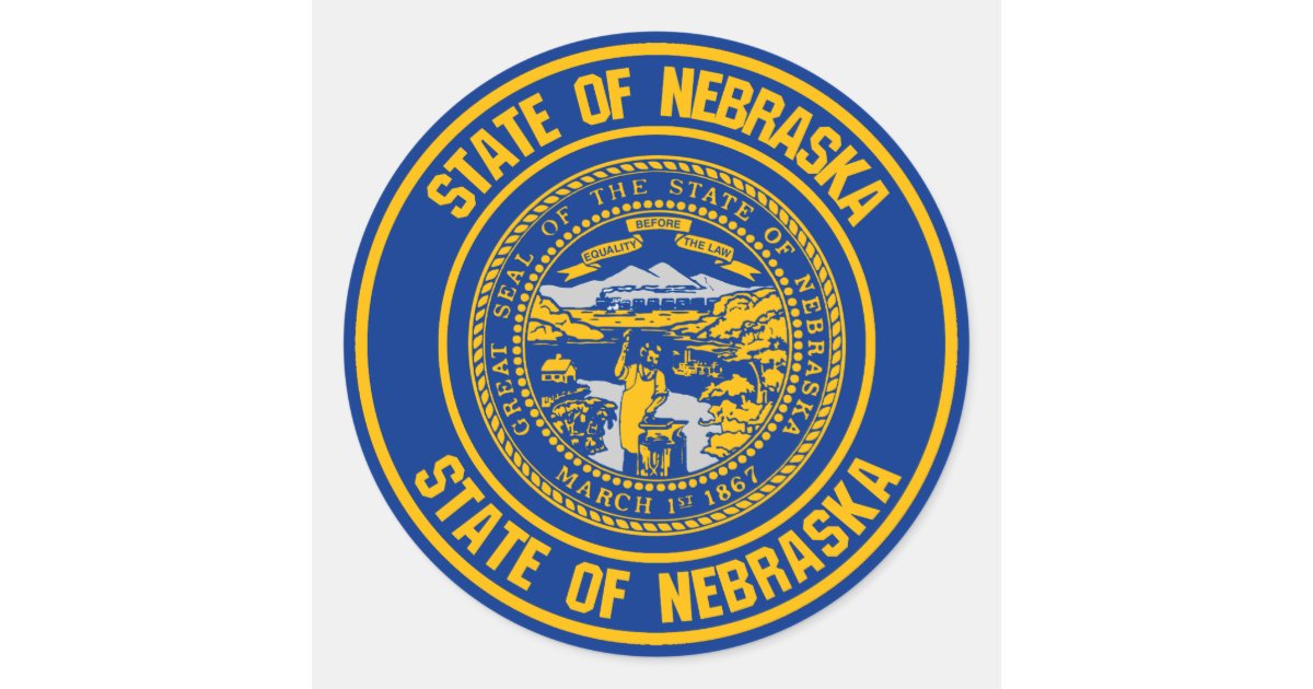 Nebraska Round Emblem Classic Round Sticker | Zazzle