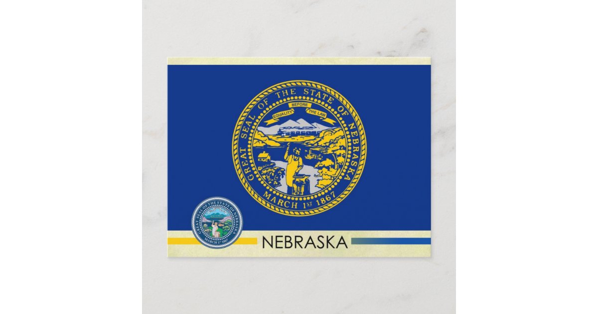 Nebraska State Flag and Seal Postcard | Zazzle