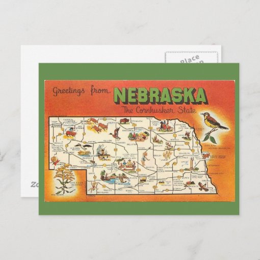 Nebraska State Map Postcard | Zazzle