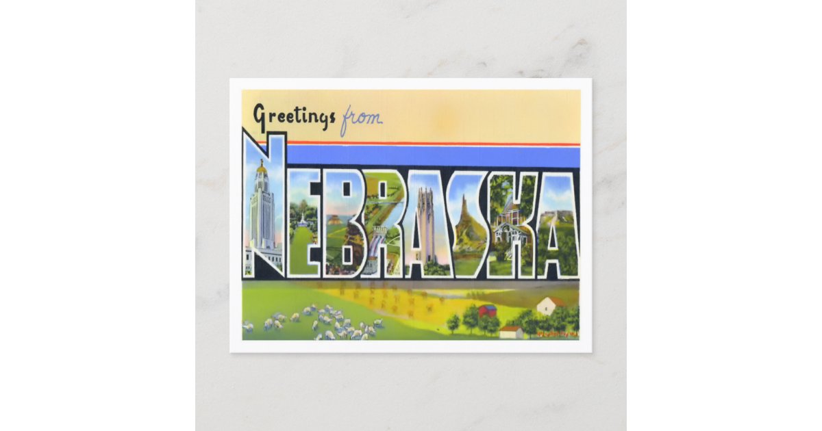 Nebraska Vintage Big Letters Postcard | Zazzle