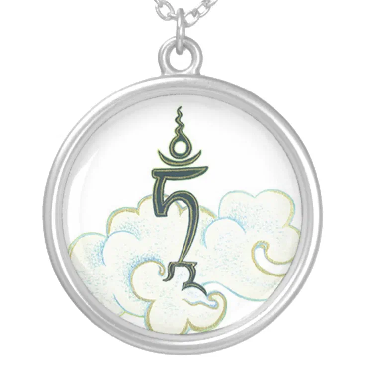 NECKLACE Tam - Seed syllable Green and White Tara | Zazzle