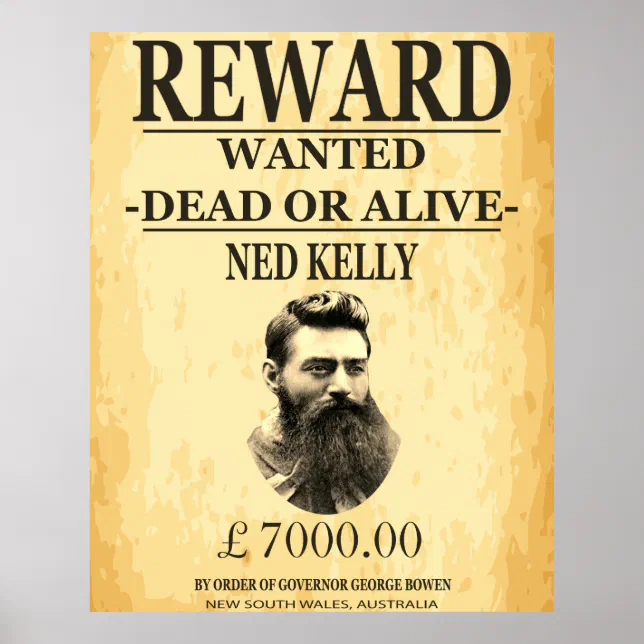 Ned Kelly Bushranger ☠️ Famous Australian Outlaw Poster | Zazzle