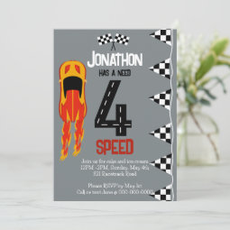 Need 4 Speed 4th birthday party Invitation | Zazzle