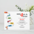 Need 4 Speed Motor Car Racing Boy Fourth Birthday Invitation | Zazzle