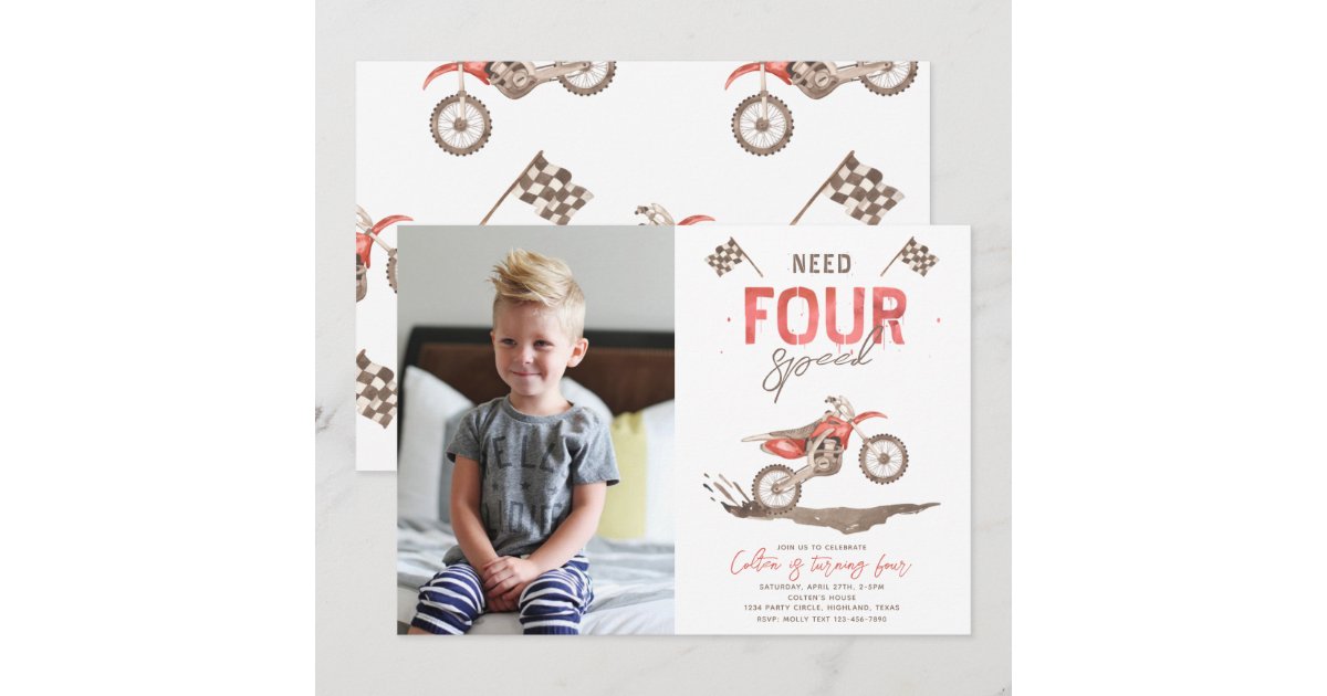 Need FOUR Speed Birthday Invitation | 4th | Zazzle