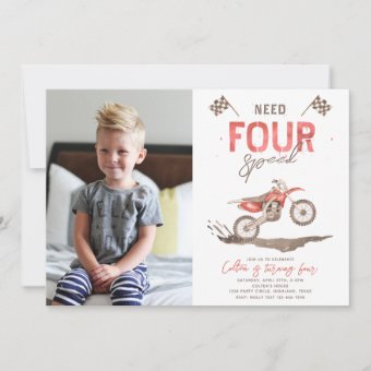 Need FOUR Speed Birthday Invitation | 4th | Zazzle