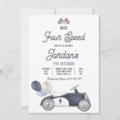 Need Four Speed Blue Race Car 4th Birthday Party Invitation | Zazzle